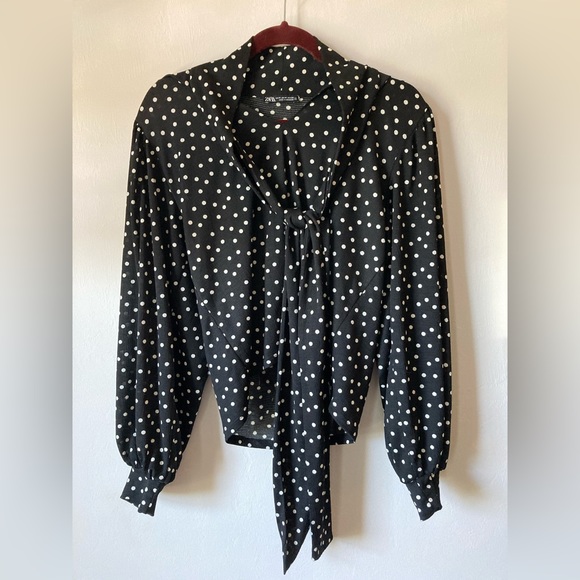 Zara | Tops | Zara Polka Dot Blouse | Poshmark
